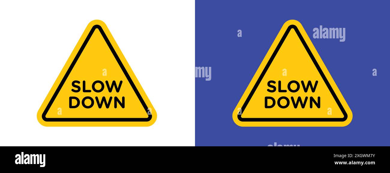 Slow down sign logo sign vector outline in black and white color Stock ...