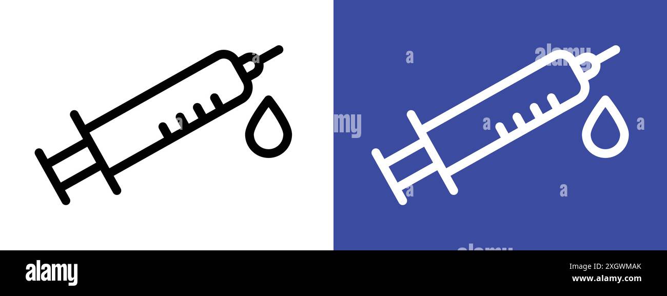 Syringe icon logo sign vector outline in black and white color Stock ...
