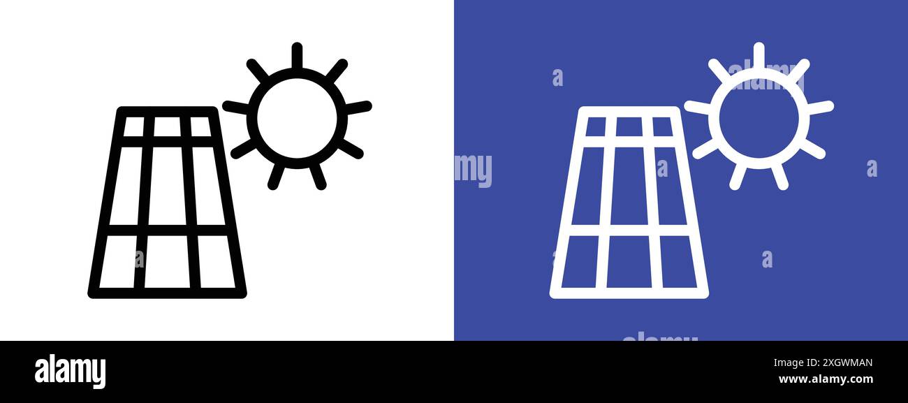 Solar energy icon logo sign vector outline in black and white color ...