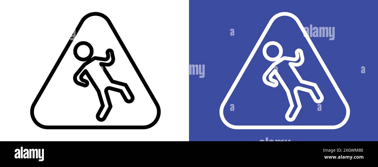 Wet Floor sign logo sign vector outline in black and white color Stock ...