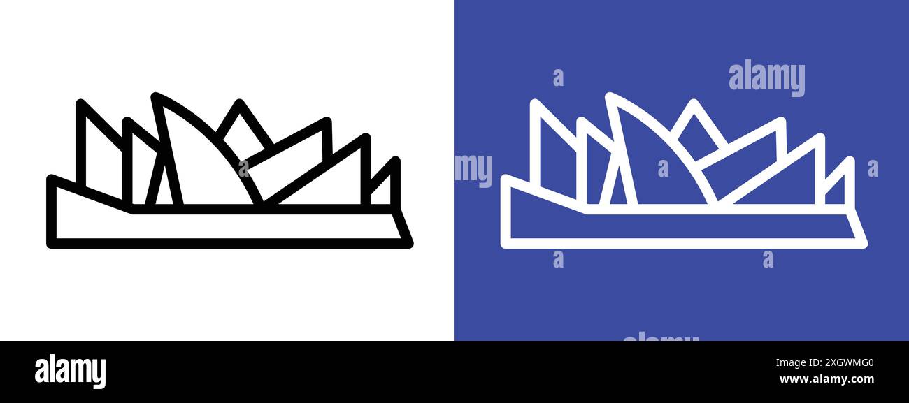 Sydney opera house icon logo sign vector outline in black and white ...