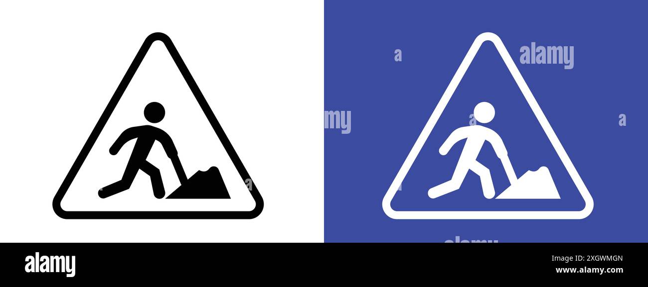 Under construction sign logo sign vector outline in black and white ...