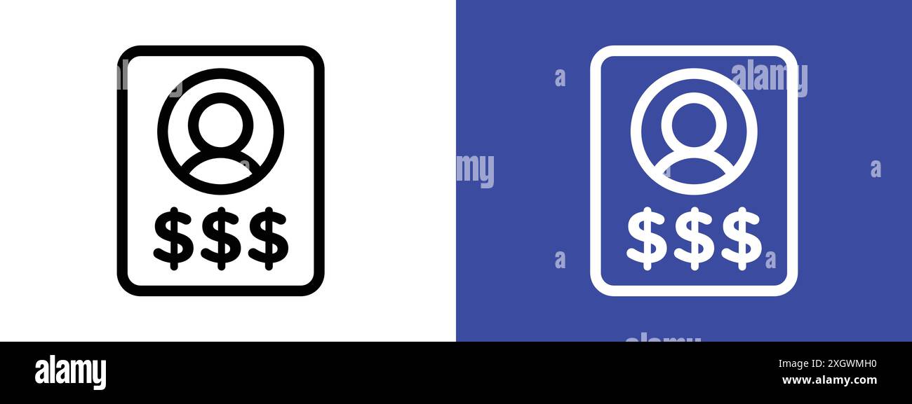 Wanted icon logo sign vector outline in black and white color Stock ...