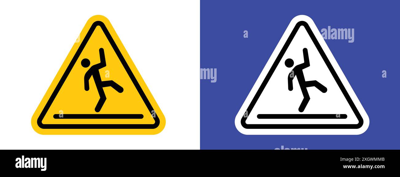 Wet Floor sign logo sign vector outline in black and white color Stock ...