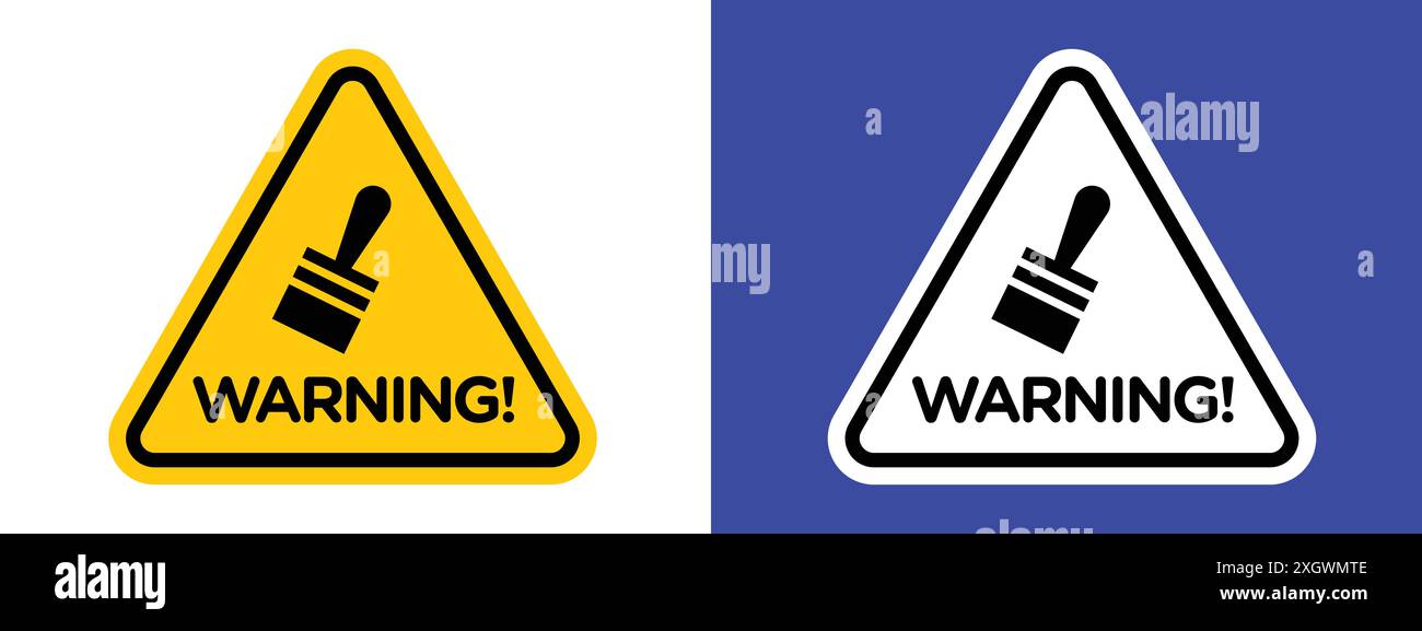 Wet paint sign logo sign vector outline in black and white color Stock ...