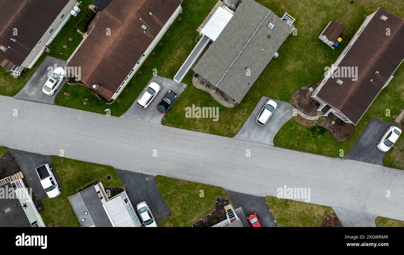 Aerial View Of Small Residential Area With Mobile, Manufactured, Prefab ...