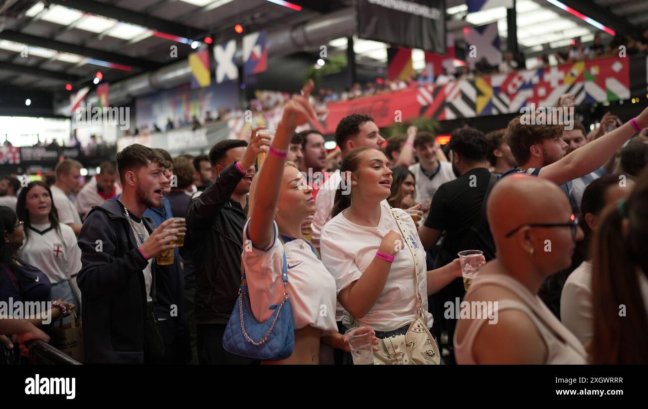 Wembley, London, UK, 10/07/2024, Euro 2024 England Semi Final Supporter UK Boxpark Wembley ...