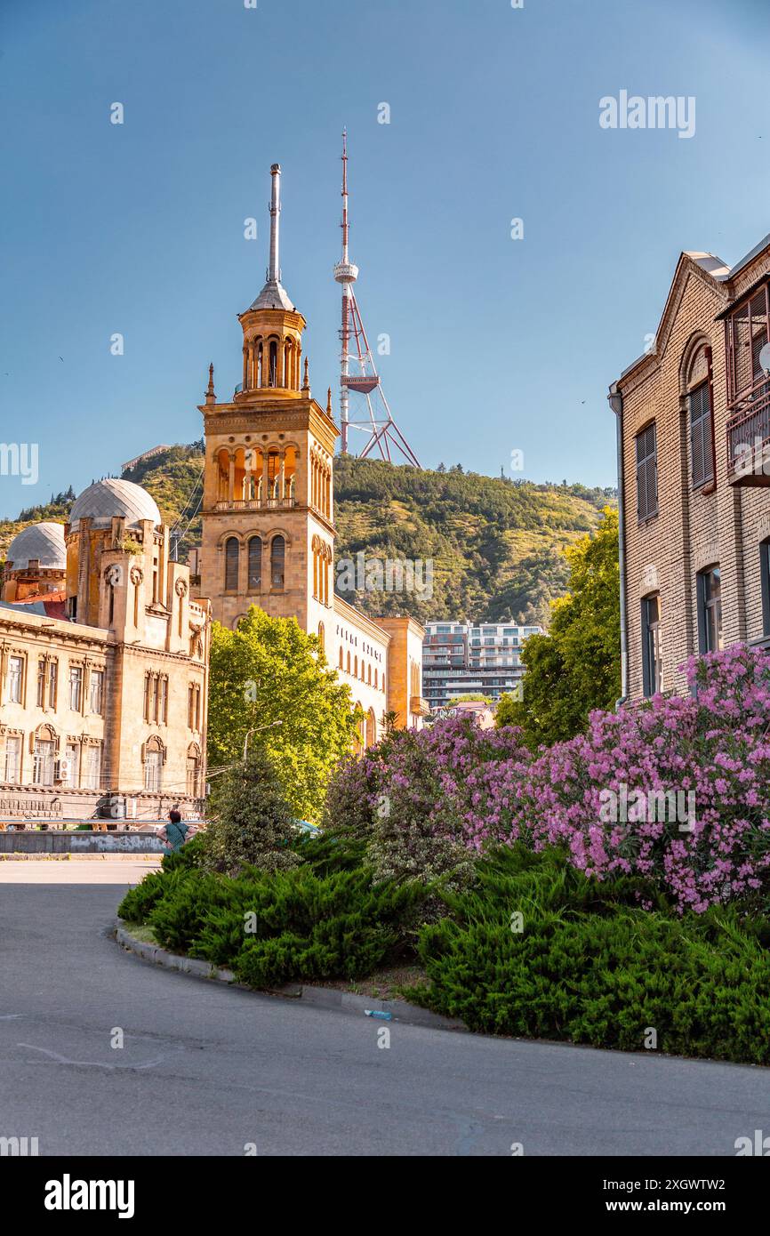 Tbilisi, Georgia - 23 JUNE, 2024: Buildings around the Rustaveli metro ...