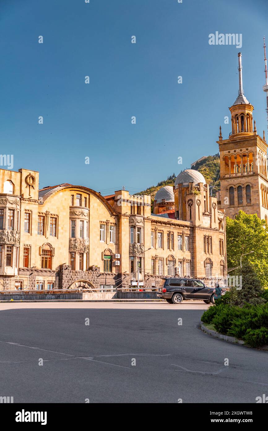 Tbilisi, Georgia - 23 JUNE, 2024: Buildings around the Rustaveli metro ...