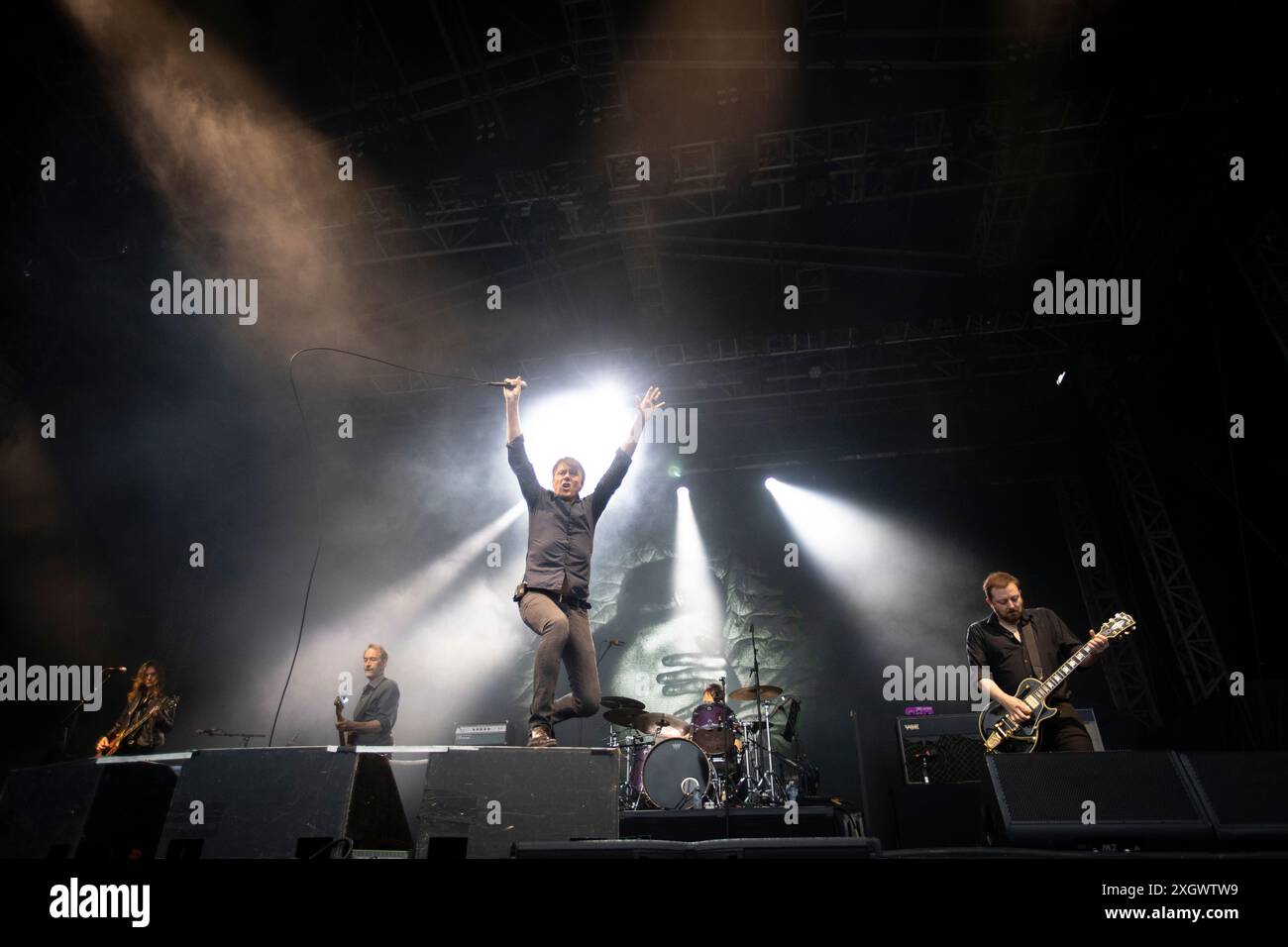 Edinburgh, UK. , . Suede performs on stage at Edinburgh Castle ...