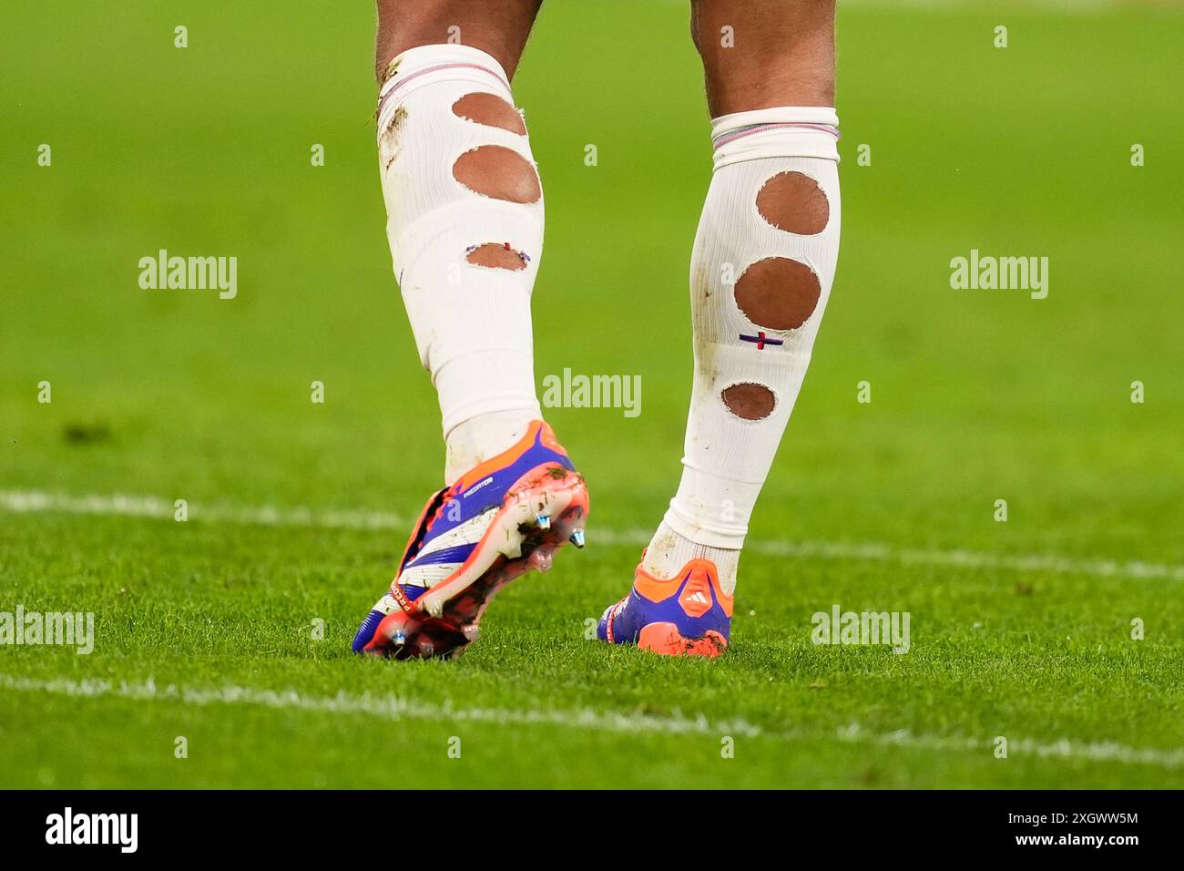 England's Jude Bellingham socks during a semifinal match between ...