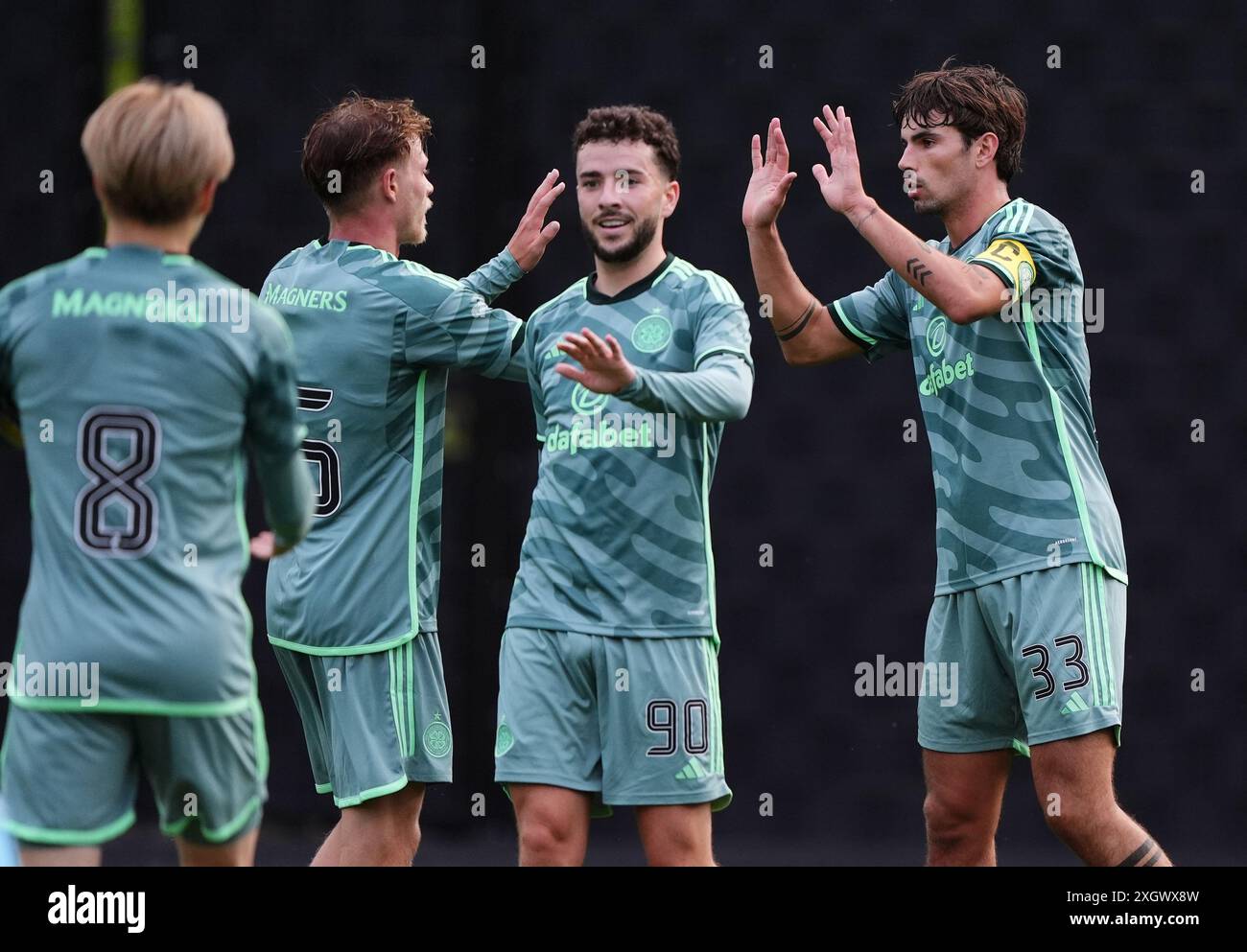Celtic's Matt O'Riley celebrates scoring during the pre-season friendly ...