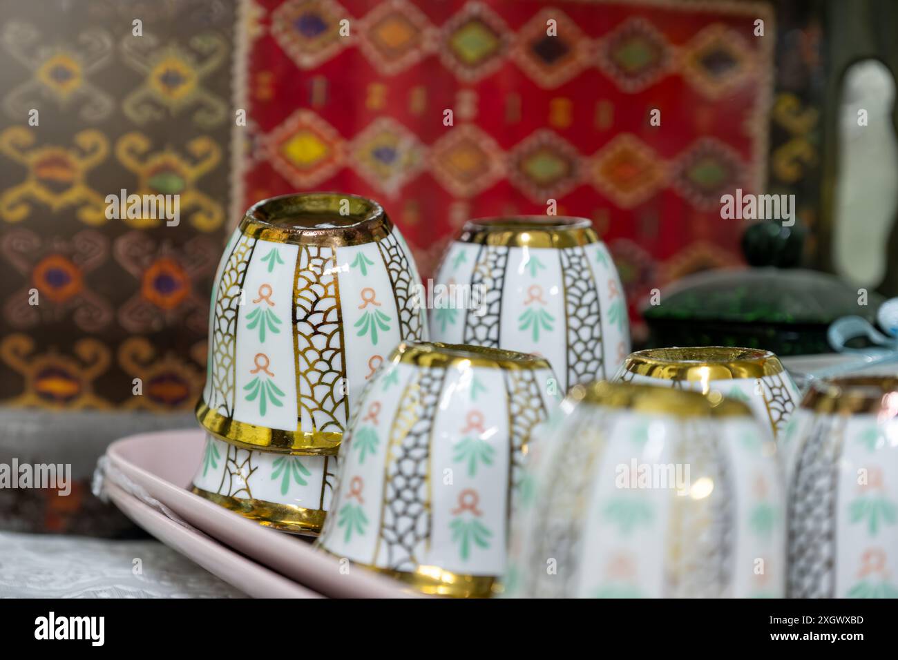 Traditional arabic coffee cups femileir in jordan and palestine with ...