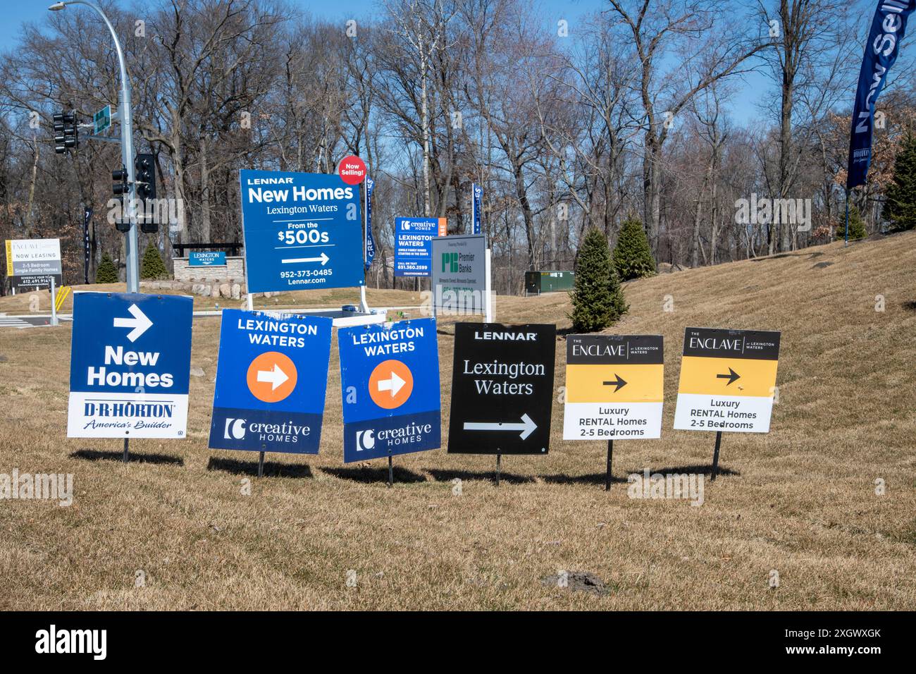 Blaine, Minnesota. A group of signs advertising the new half million ...