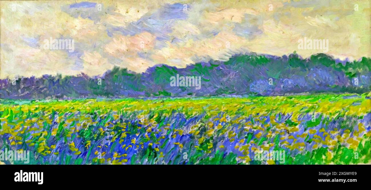Field of yellow irises at Giverny, 1887 (painting) by Artist Monet ...