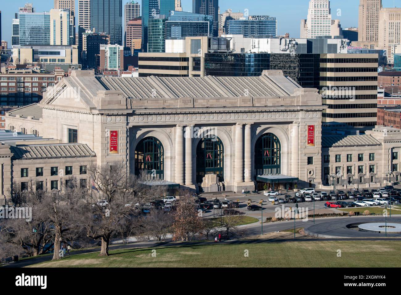 Kansas City, Missouri. Kansas City skyline with Union Station. Union ...