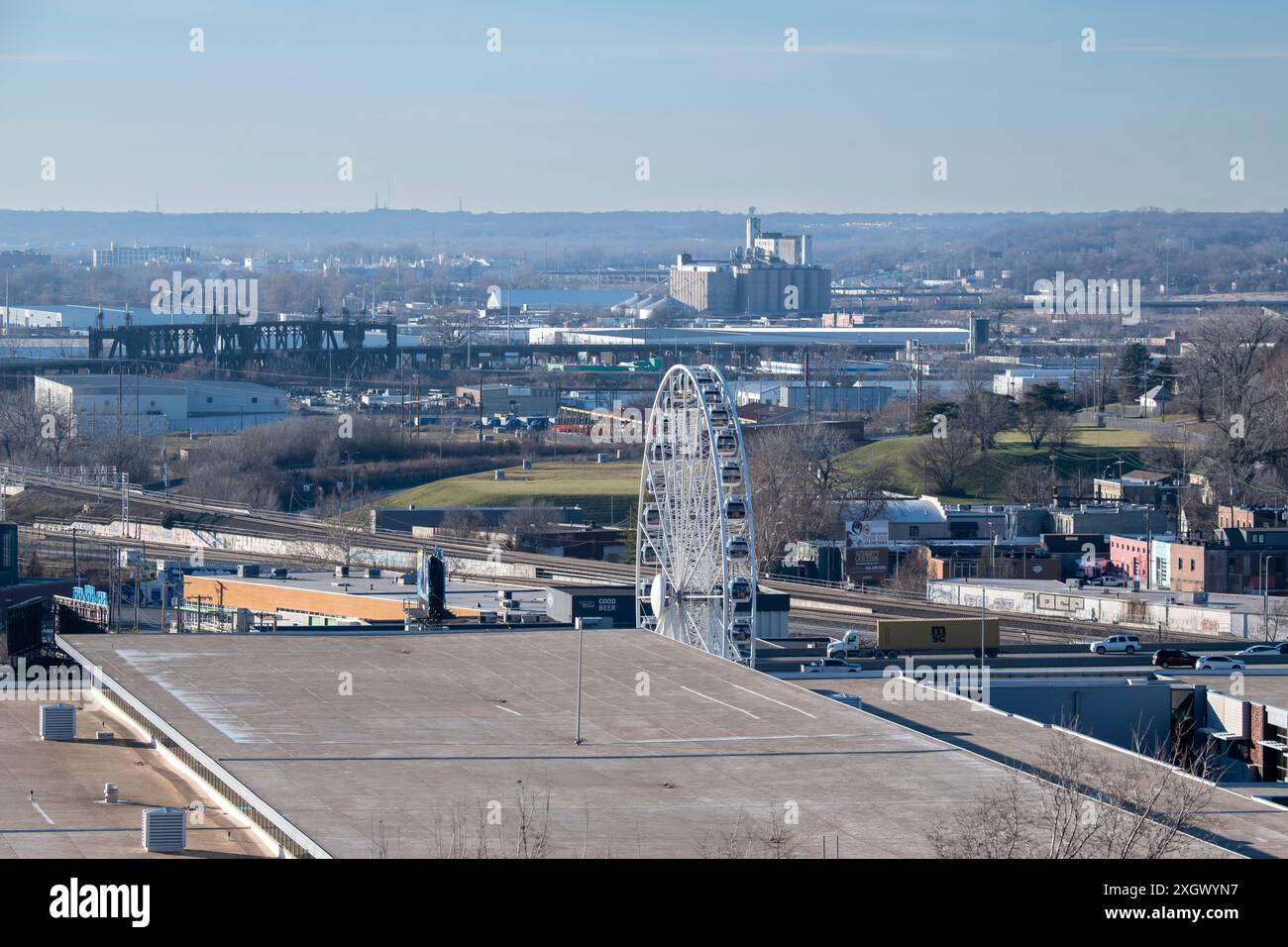 Kansas City, Missouri. The giant observation wheel in downtown KC has ...