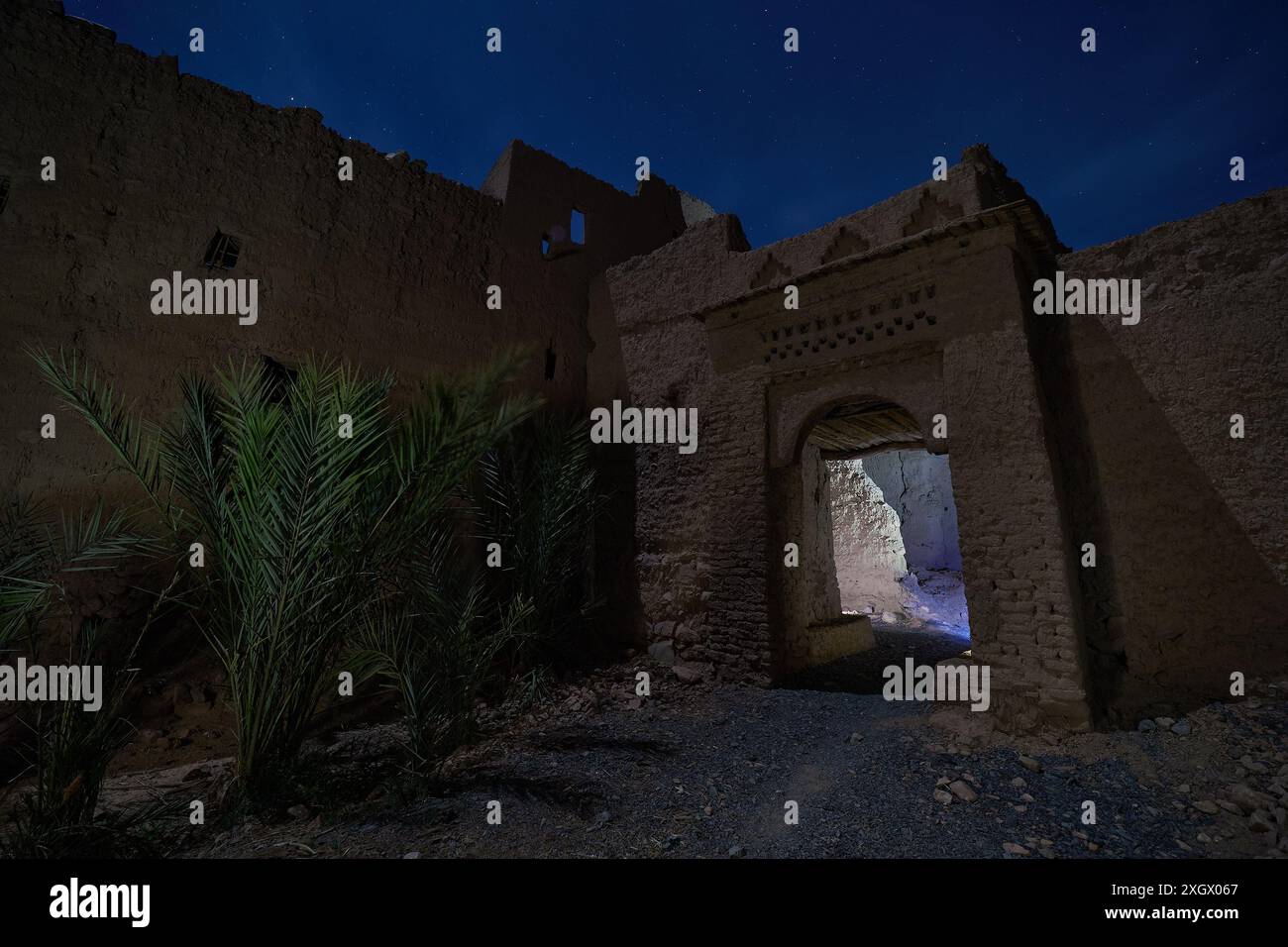 Exploring ancient Moroccan ruins under a starry sky, a blend of history ...