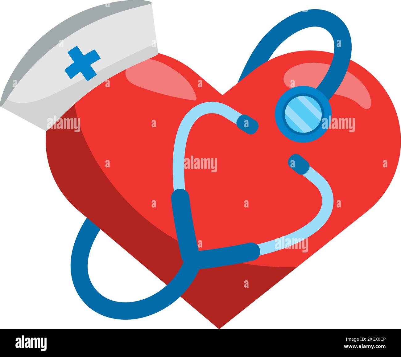 nurse hat stethoscope and heart Stock Vector Image & Art - Alamy