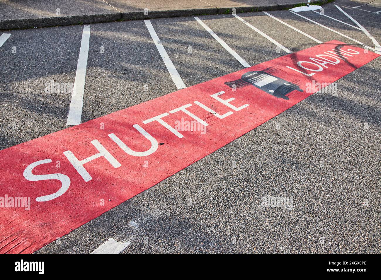 Shuttle Loading Zone in Empty Parking Lot Eye-Level Perspective Stock ...