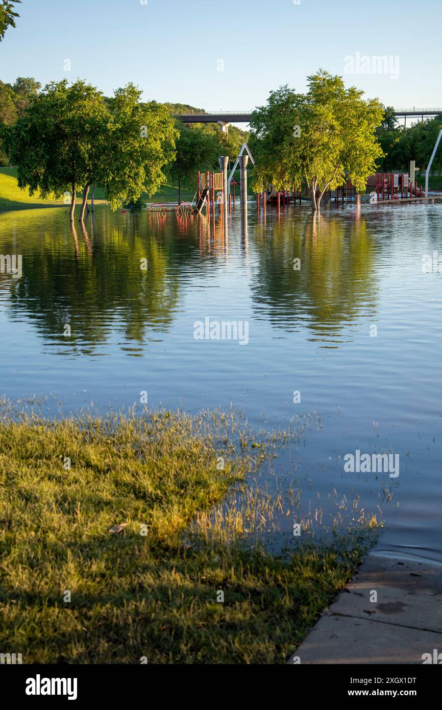 St. Paul, Minnesota. A view of Harriet Island Regional Park playground ...