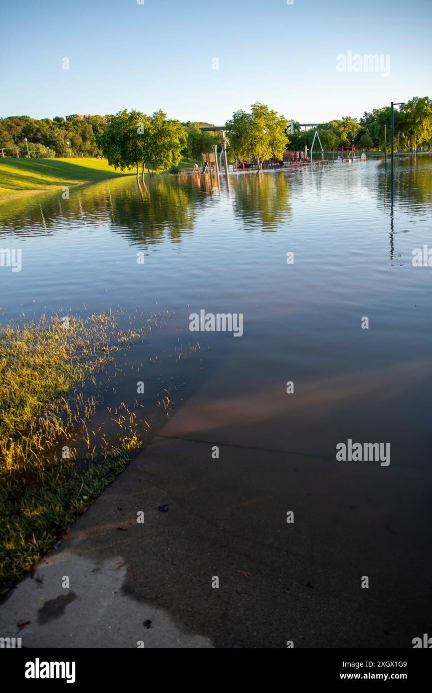 St. Paul, Minnesota. A view of Harriet Island Regional Park playground ...