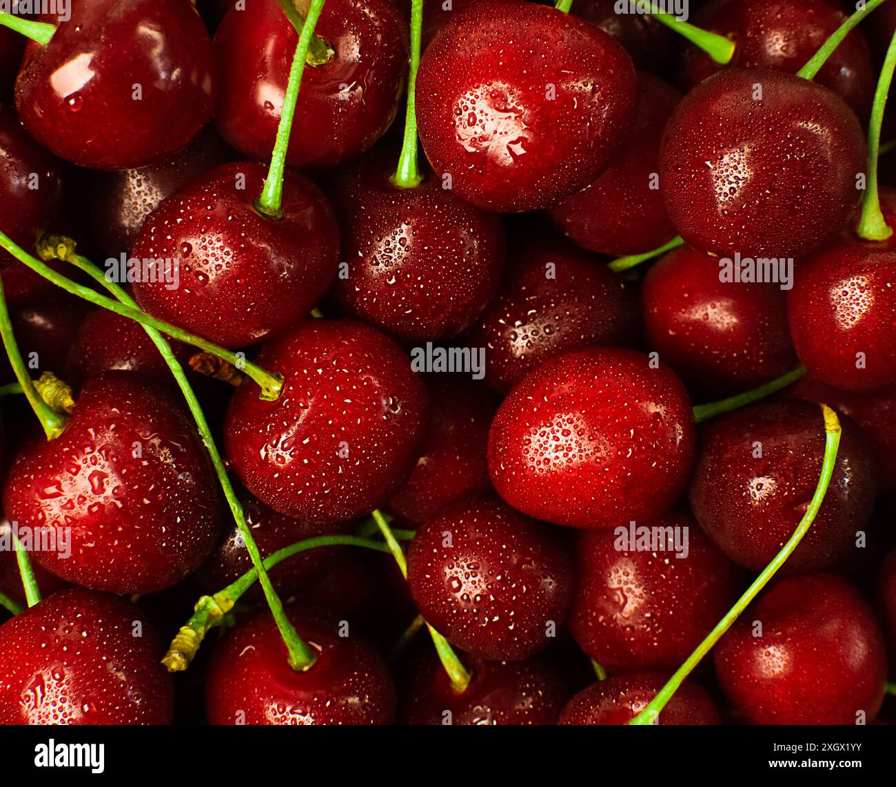Cherry background. Sweet organic cherries on a market stall Stock Photo ...