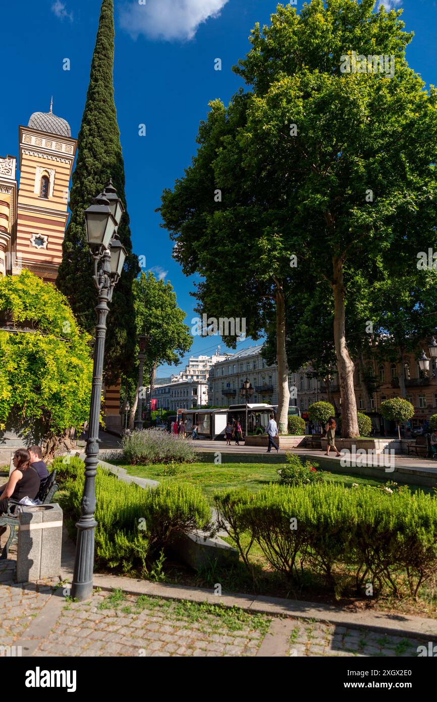 Tbilisi, Georgia - 23 JUNE, 2024: The Shota Rustaveli Avenue, among the ...