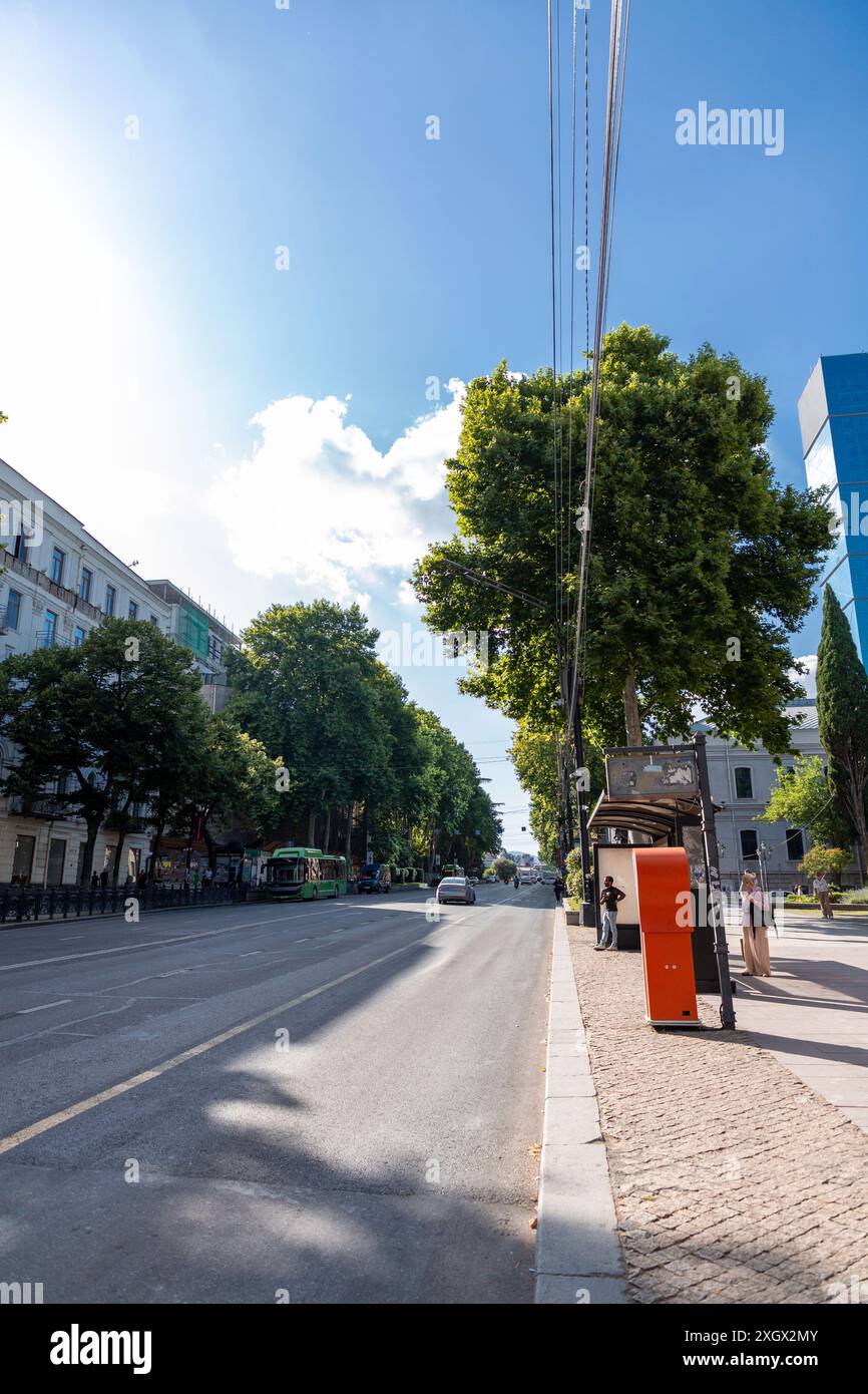 Tbilisi, Georgia - 23 JUNE, 2024: The Shota Rustaveli Avenue, among the ...