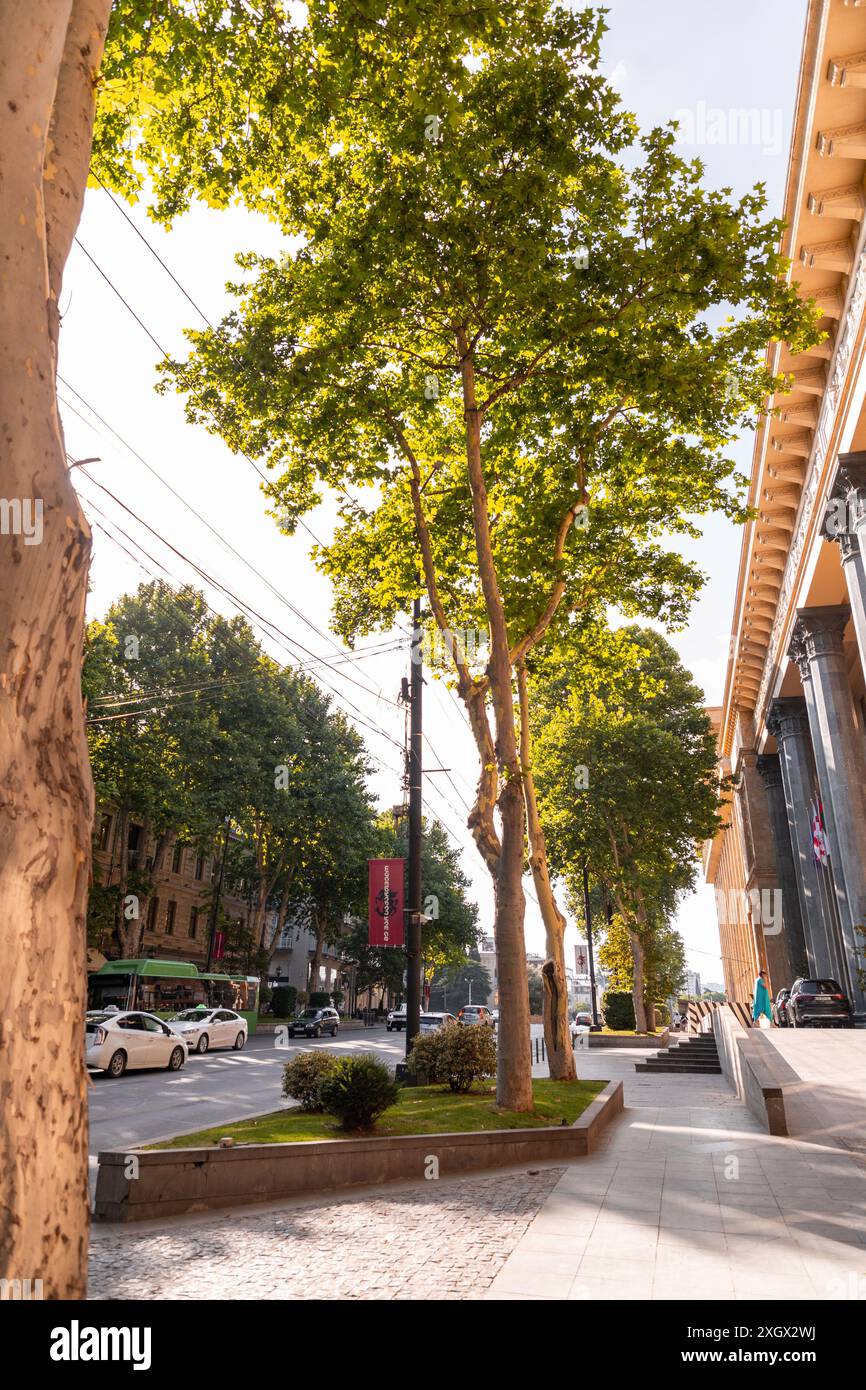 Tbilisi, Georgia - 23 JUNE, 2024: The Shota Rustaveli Avenue, among the ...