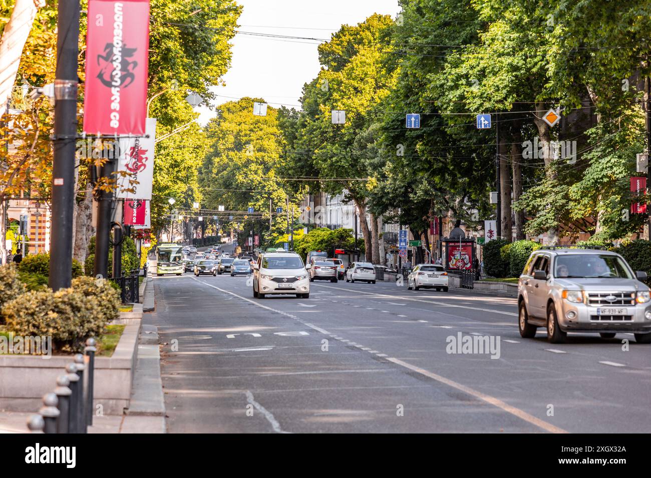 Tbilisi, Georgia - 23 JUNE, 2024: The Shota Rustaveli Avenue, among the ...