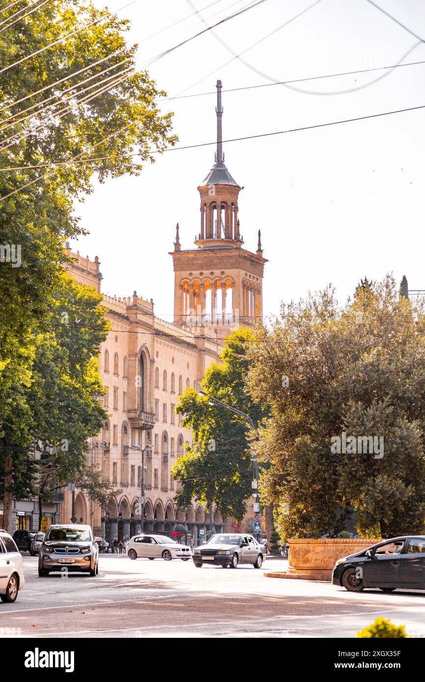 Tbilisi, Georgia - 23 JUNE, 2024: Buildings around the Rustaveli metro ...