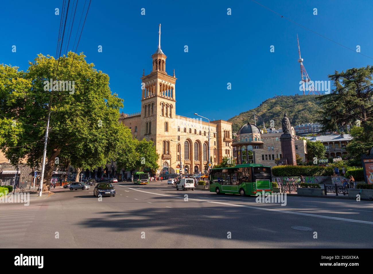 Tbilisi, Georgia - 23 JUNE, 2024: Buildings around the Rustaveli metro ...