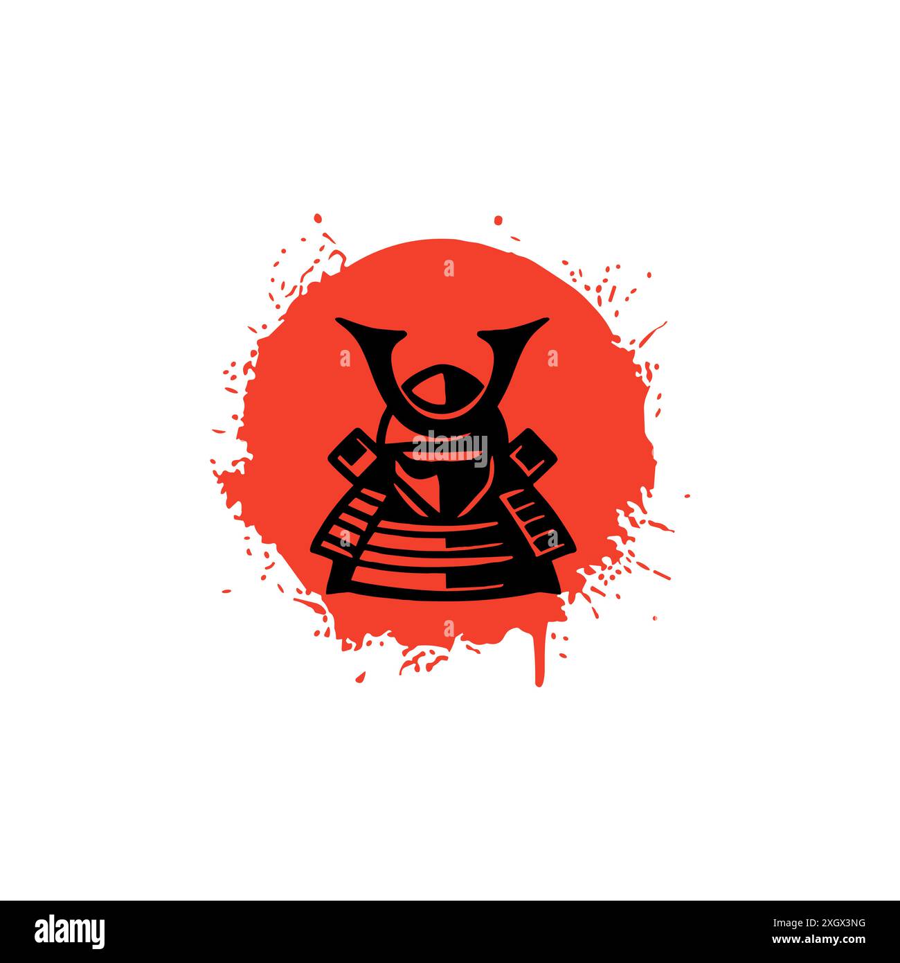 Samurai Japan warrior illustration red flag background. Samurai warrior ...