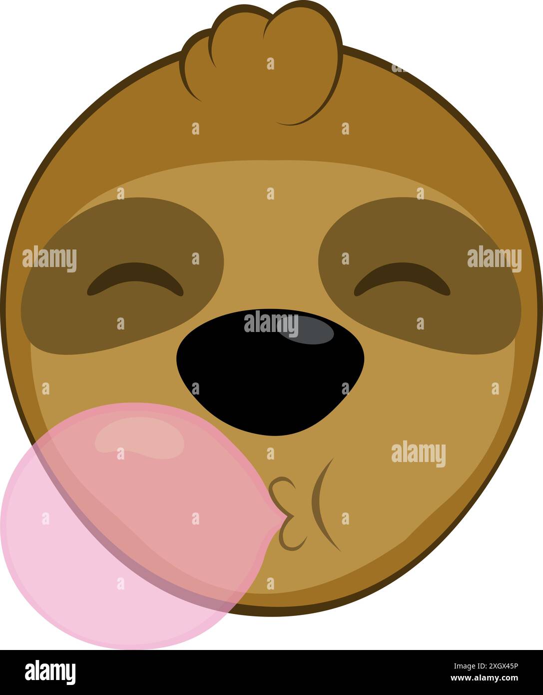 vector illustration face bear sloth character animal cartoon,, chewing ...