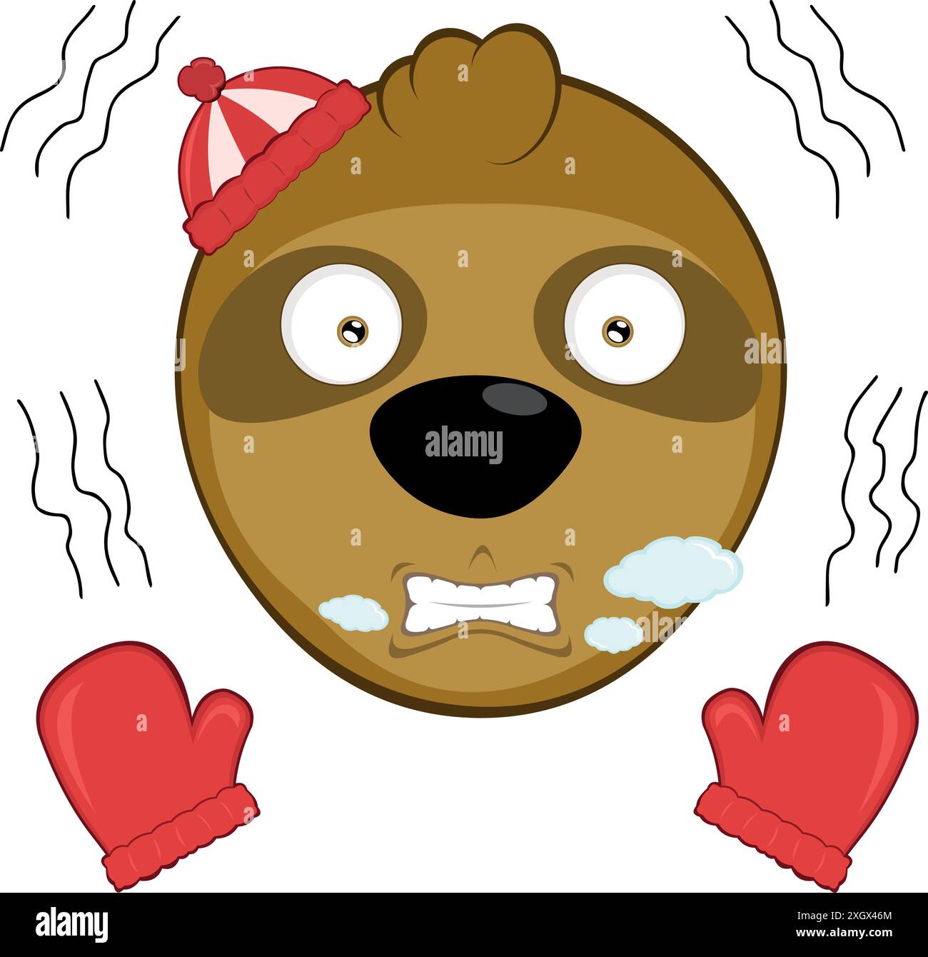 vector illustration face bear sloth character animal cartoon, shivering ...