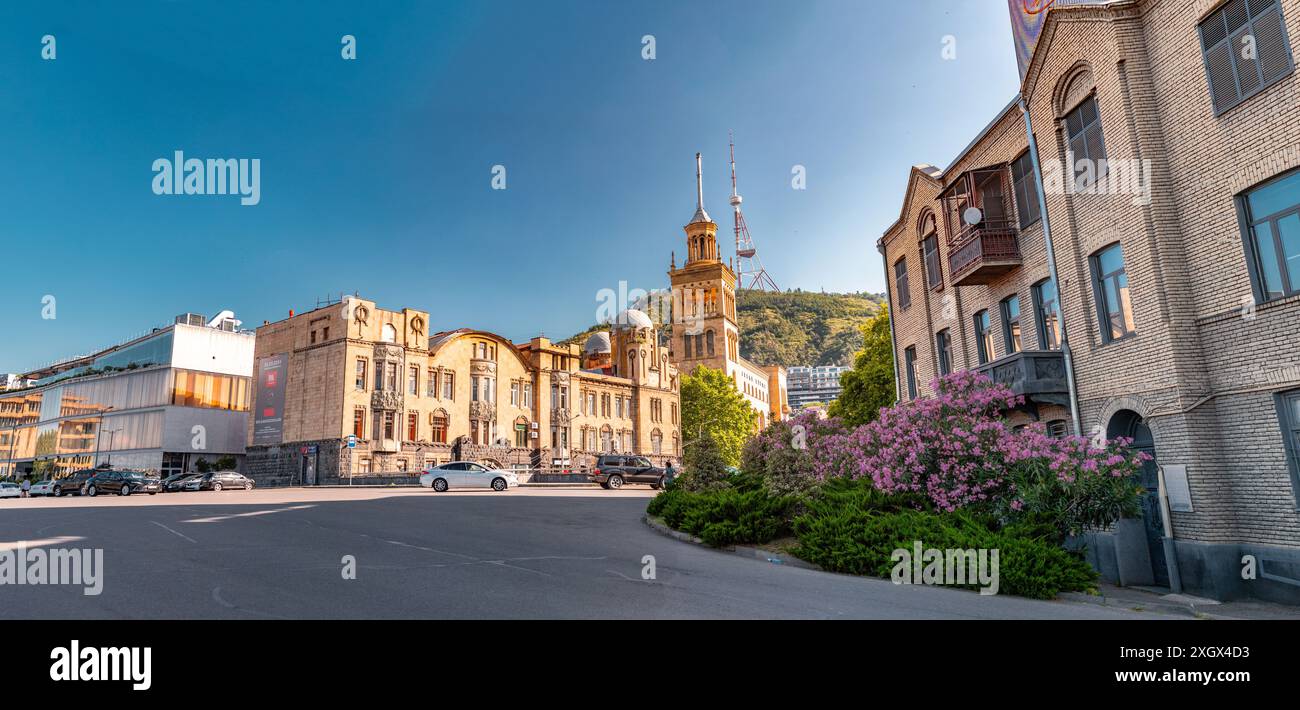 Tbilisi, Georgia - 23 JUNE, 2024: Buildings around the Rustaveli metro ...