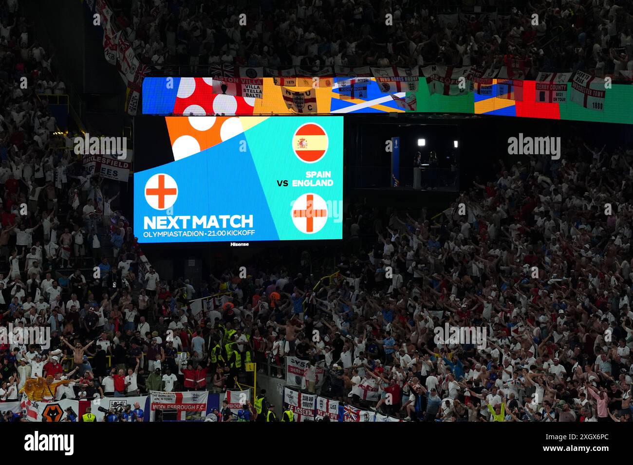 A general view of the large screen showing the confirmed UEFA Final ...
