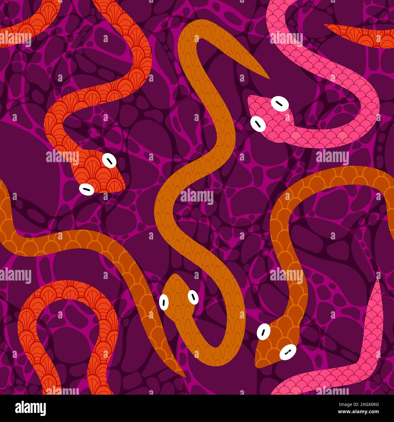 Summer cartoon animals seamless snake pattern for wrapping paper and ...