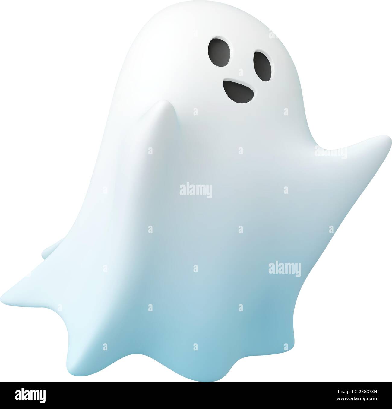 White 3d ghost. Halloween character, flying phantom realistic render ...