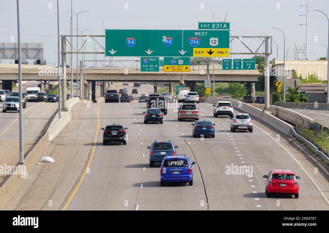 Minneapolis, Minnesota, U.S.A - July 9, 2024 - The view of traffic on ...