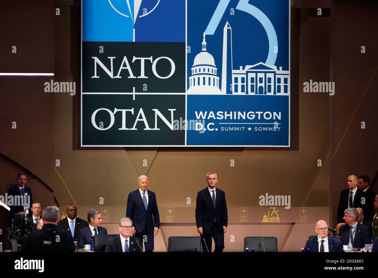 United States President Joe Biden, left, and Jens Stoltenberg ...