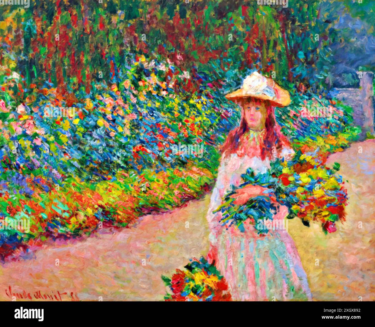 Young girl in the garden at Giverny, 1888 (painting) by Artist Monet ...