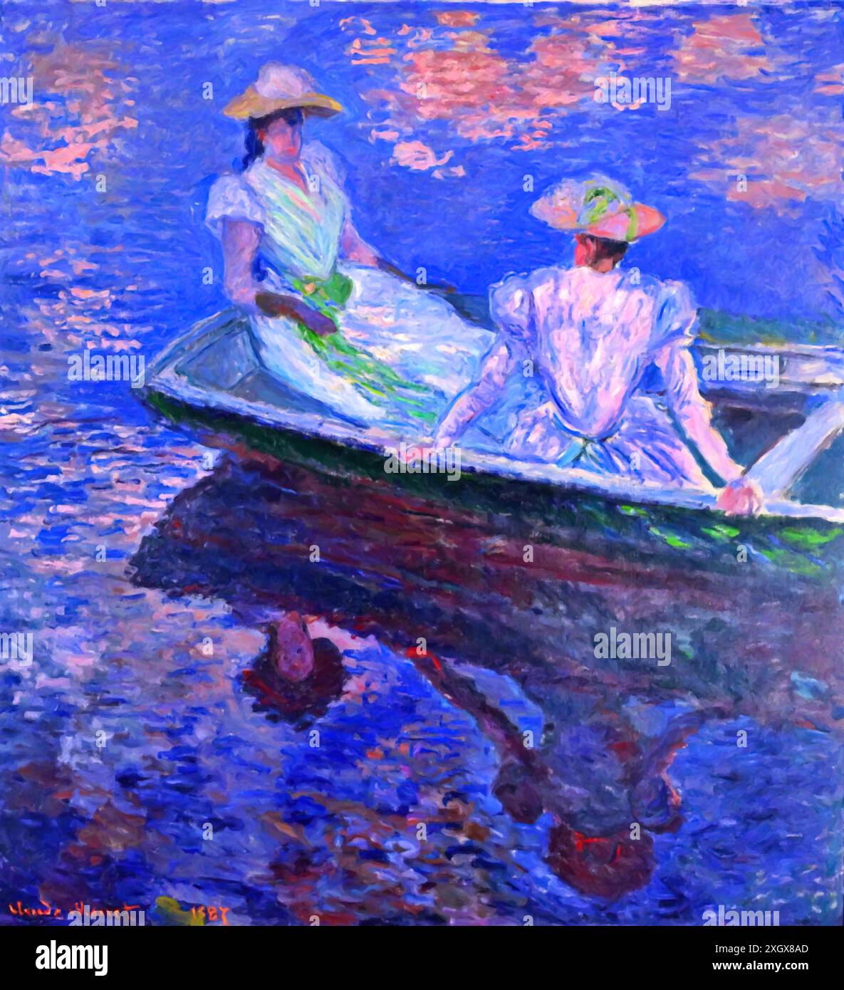 Young girls in the rowing boat, 1887 (painting) by Artist Monet, Claude ...