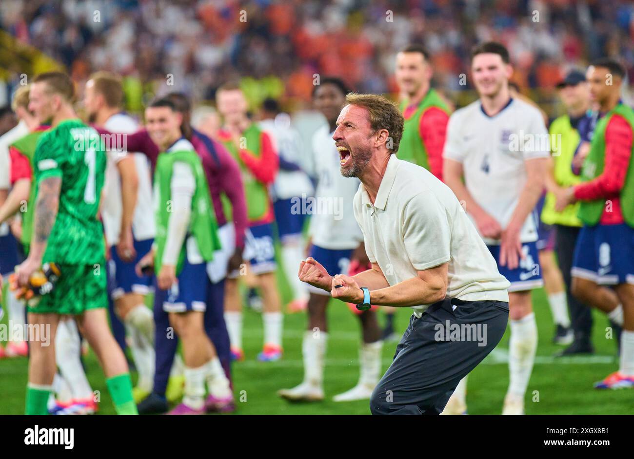 Gareth Southgate, headcoach England, celebrate the victory after the ...