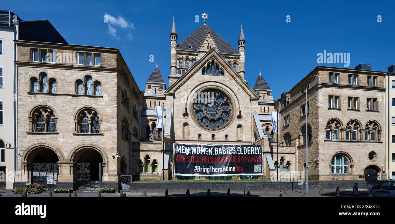 Cologne, Germany July 09 2024: flower decorations and banners at the ...