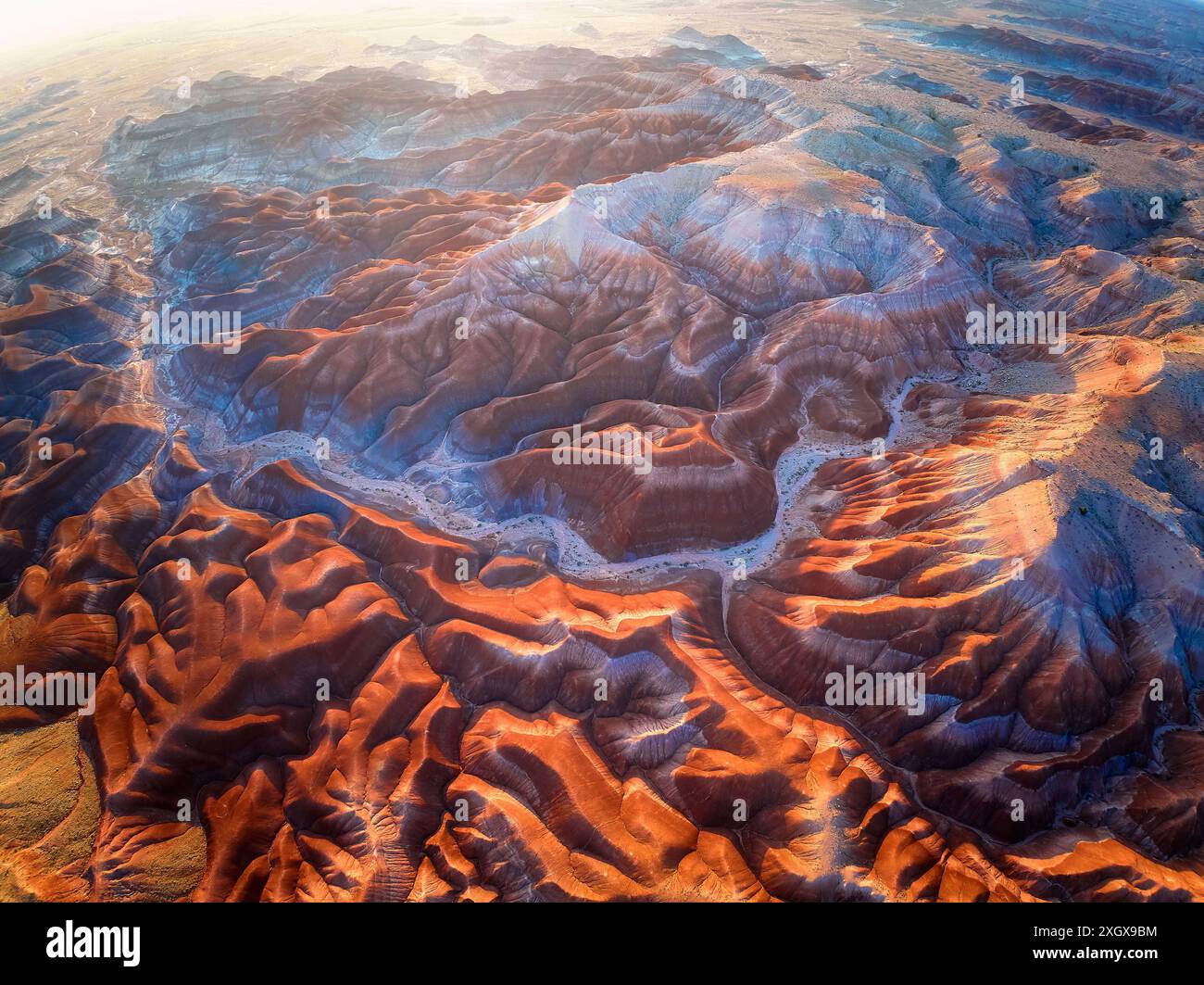 An aerial view of Utah Badlands in USA at sunset time Stock Photo - Alamy