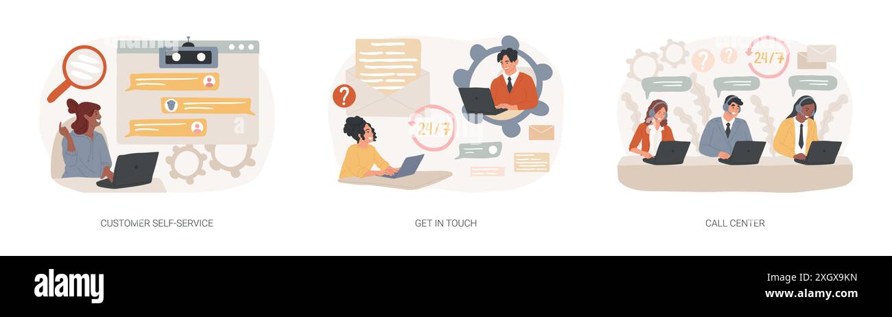 Help line isolated concept vector illustration set Stock Vector Image ...