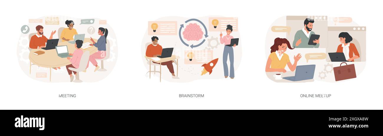 Team communication isolated concept vector illustration set Stock ...