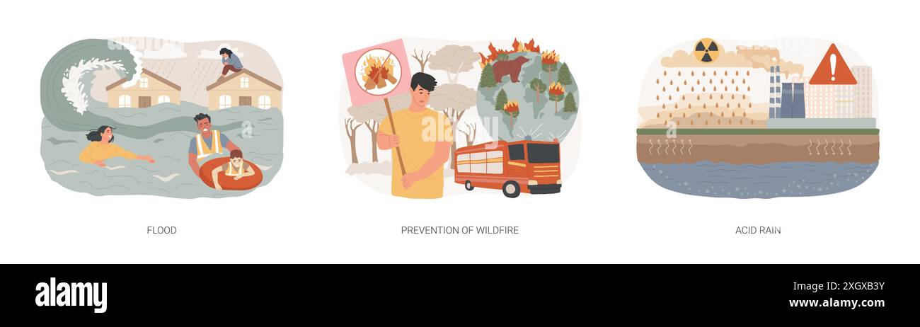 Natural disaster isolated concept vector illustration set Stock Vector ...